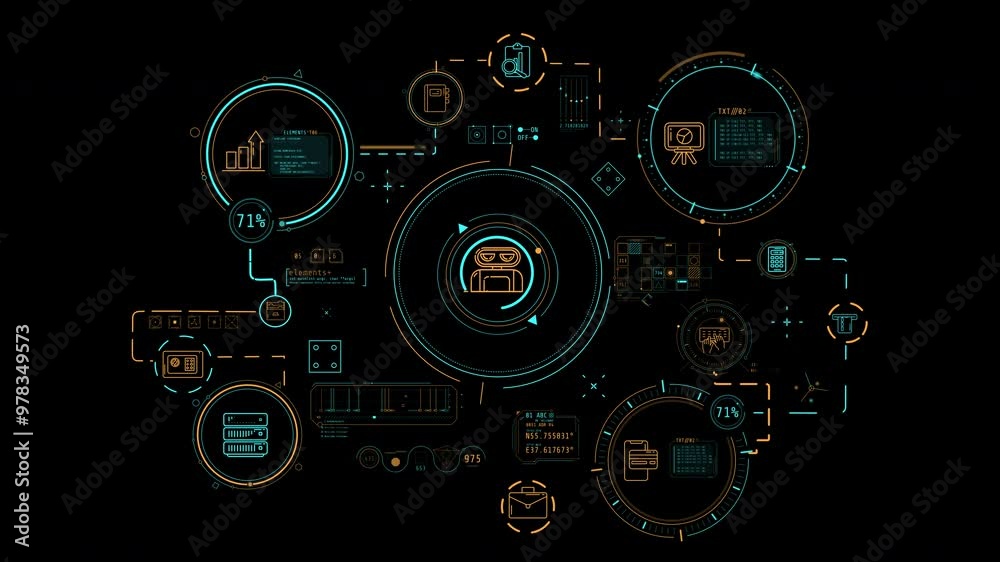 Animated infographic schema on the theme of AI data management. Stock ...