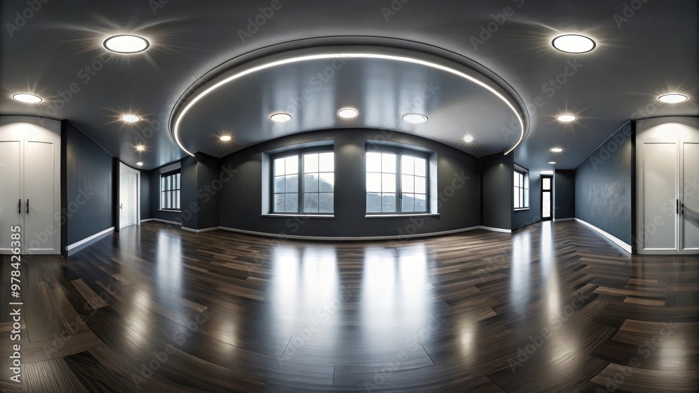 360 degree high contrast interior light source rendering with black ...