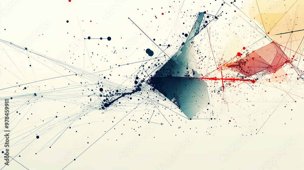 Abstract digital art with graph theory patterns, nodes connected by ...