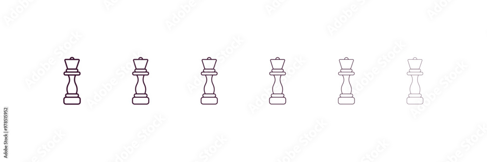 chess piece outline icon. Linear vector from entertainment concept. 6 different line style chess ...