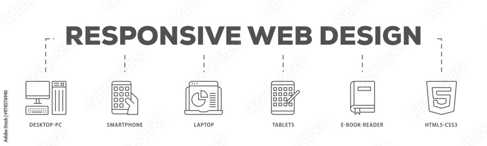 Responsive web design infographic icon flow process which consists of ...