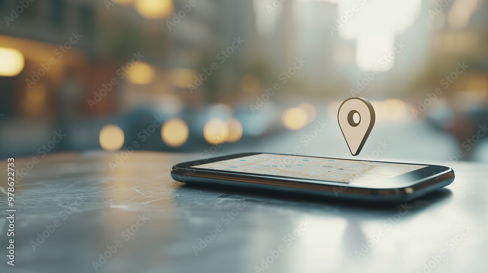computer or smartphone screen with an online GPS map interface. The ...