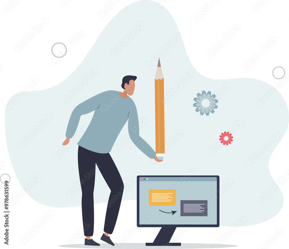 Paraphrasing tool with text conversion to different words.flat design ...