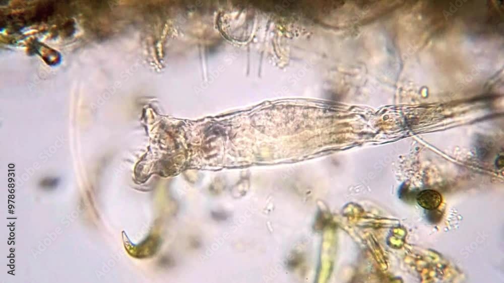 This microscopic showcases a rotifer a fascinating aquatic ...