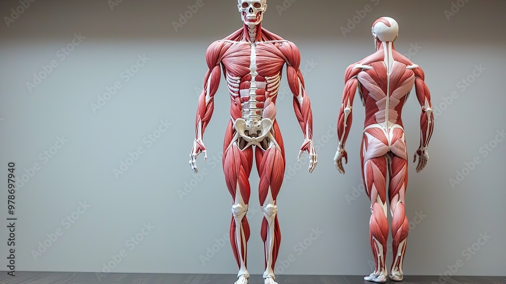 Detailed anatomical model showcasing human muscles and bones from ...