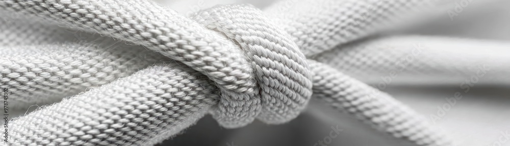 Close-up of a tightly tied white knot, showcasing details of the fabric ...