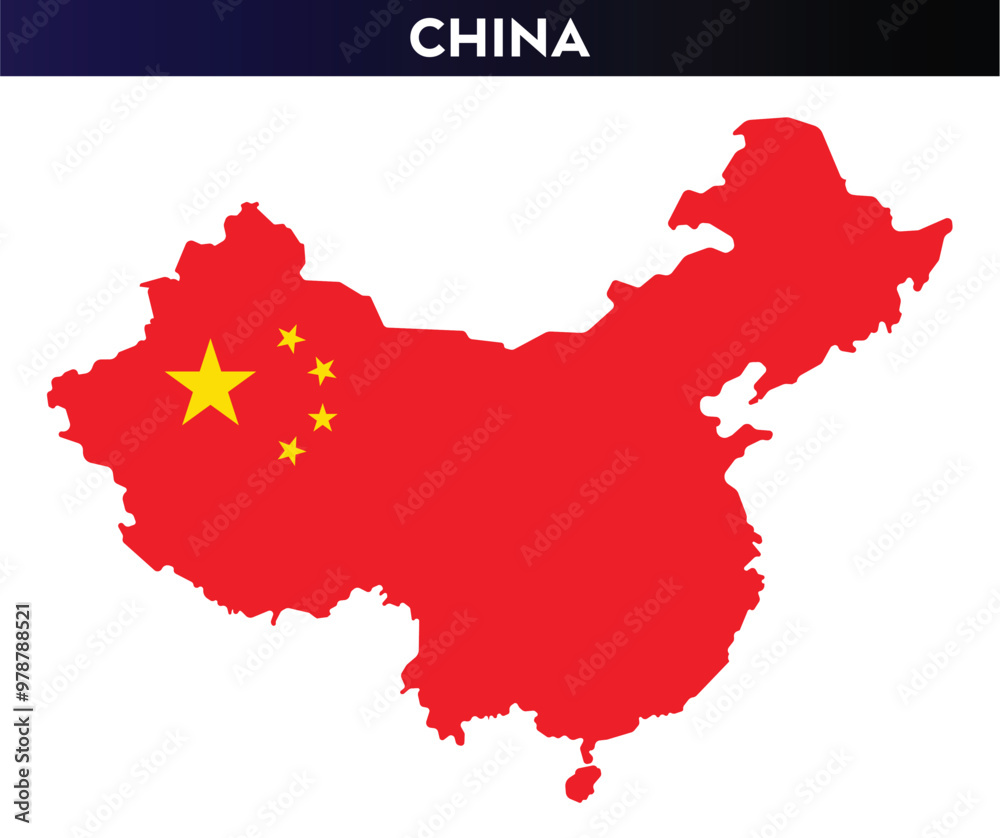 Poster Flag map of China, perfect shape, vector Illustration. – Wall ...