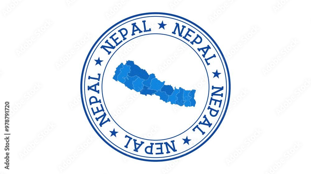 Nepal intro. Badge with the circular name and map of country. Nepal ...