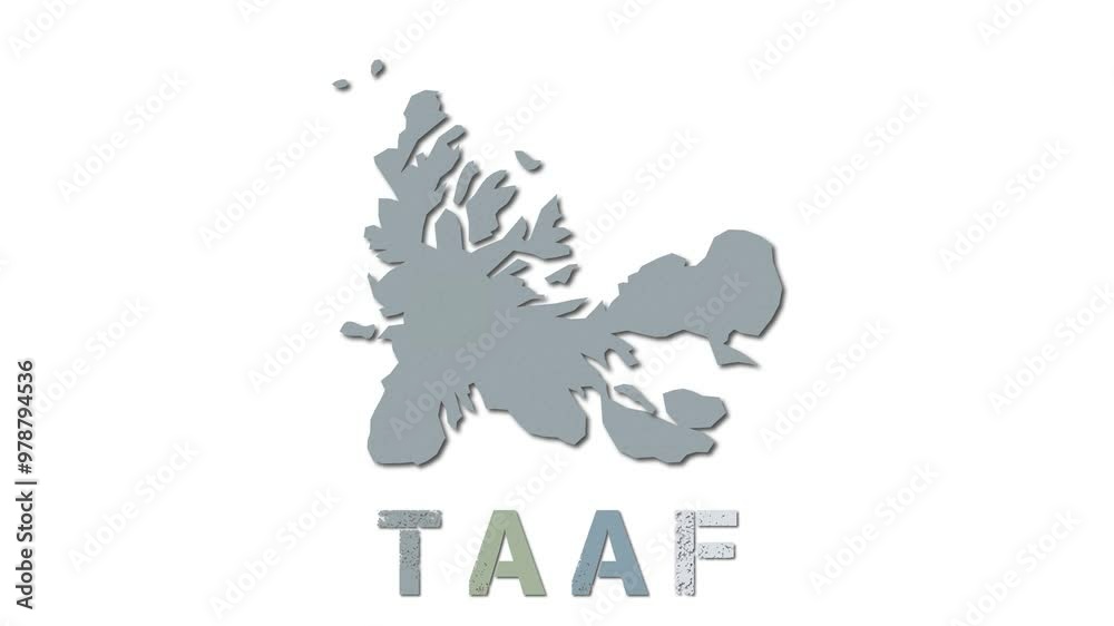 TAAF map with paper regions. Animated country map growing from regions ...