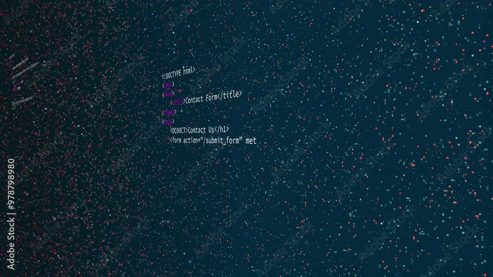 Html code is generating from the network with blue and red glowing ...