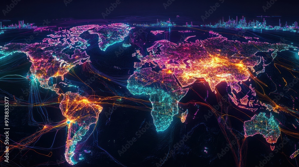 A global LNG transport map showing shipping routes, terminals, and ...