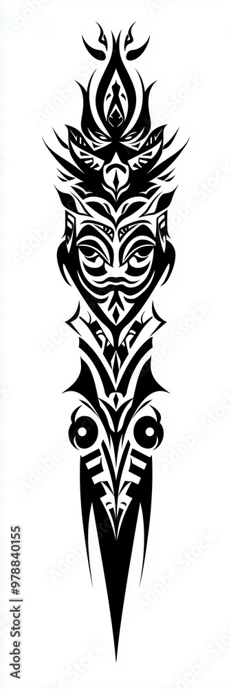 Sleeve tattoo design, Black and white vector tattoo design of a totem ...