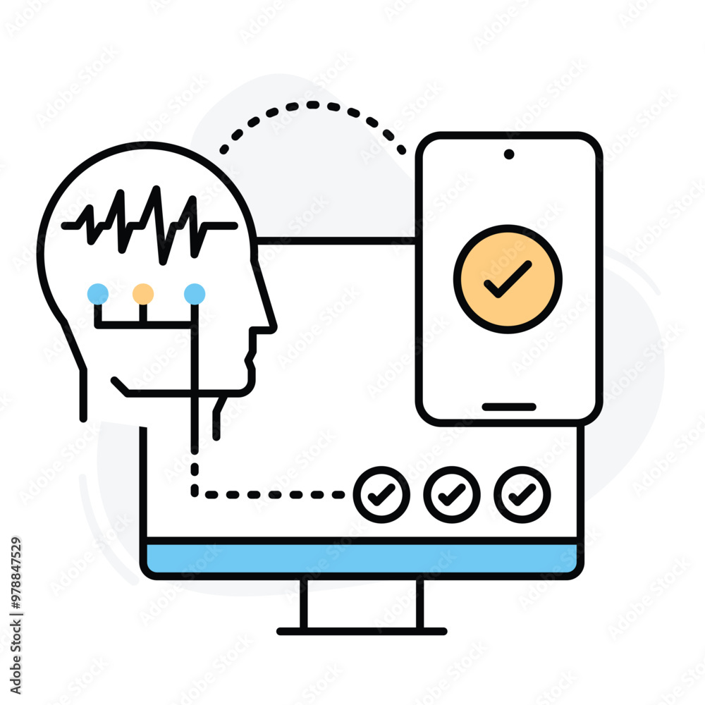 Brainwave Interaction Icon. Represents the integration of ...