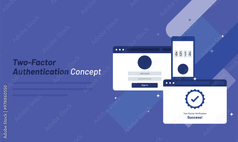 Two or Multi-Factor Authentication concept, smartphone with browser ...