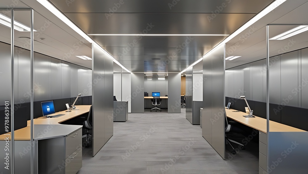 Nice modern office with beautiful long office corridor with and ...