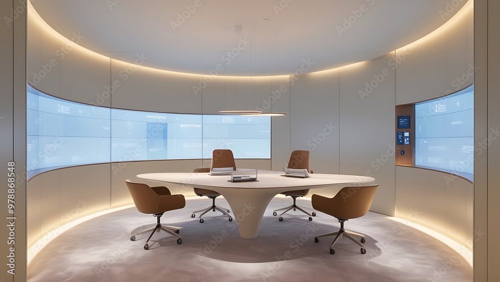 Modern empty open plan office interior, ideas for business presentation ...