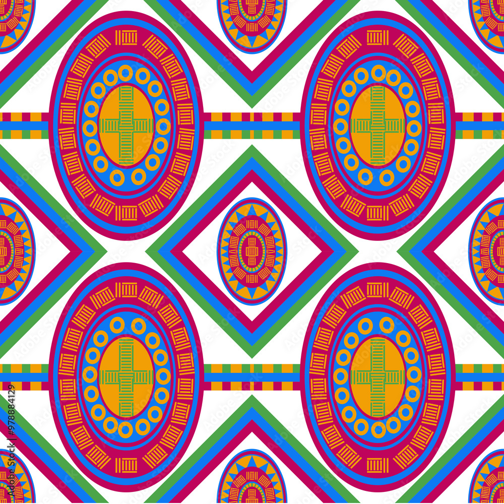 Vibrant African Tribal Pattern, a bold and rhythmic design showcasing ...