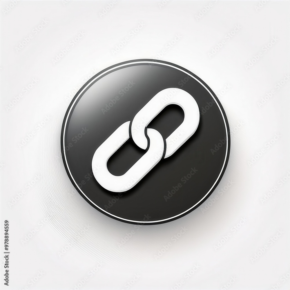 Abstract 3D Metallic Chain Link Illustration in Monochrome, Featuring ...
