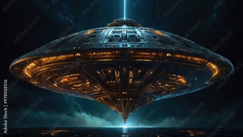 The enigmatic beauty of a luxurious alien spaceship with a foreboding ...
