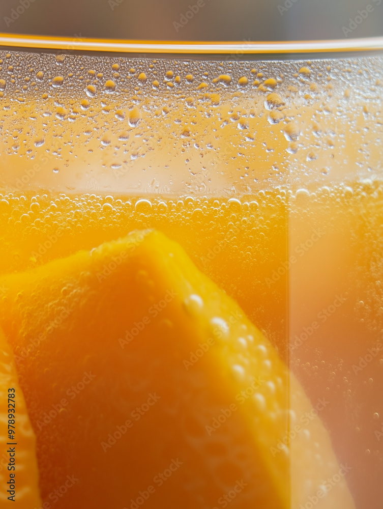 macro, close-up, orange slice, juice, droplets, sunlight, fresh, citrus ...