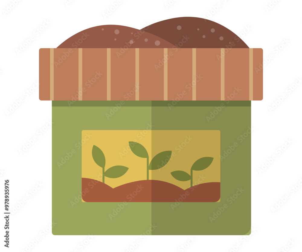 Wooden plant growing box, crate, container with soil, humus in ...