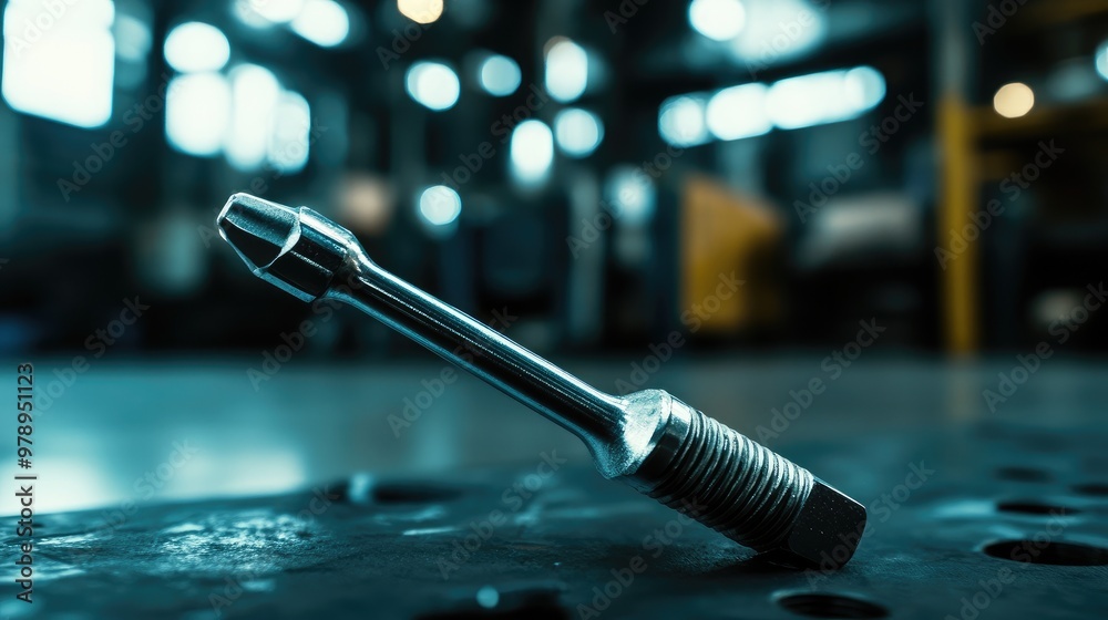Close-up of a screwdriver in a warehouse, highlighting the metallic ...