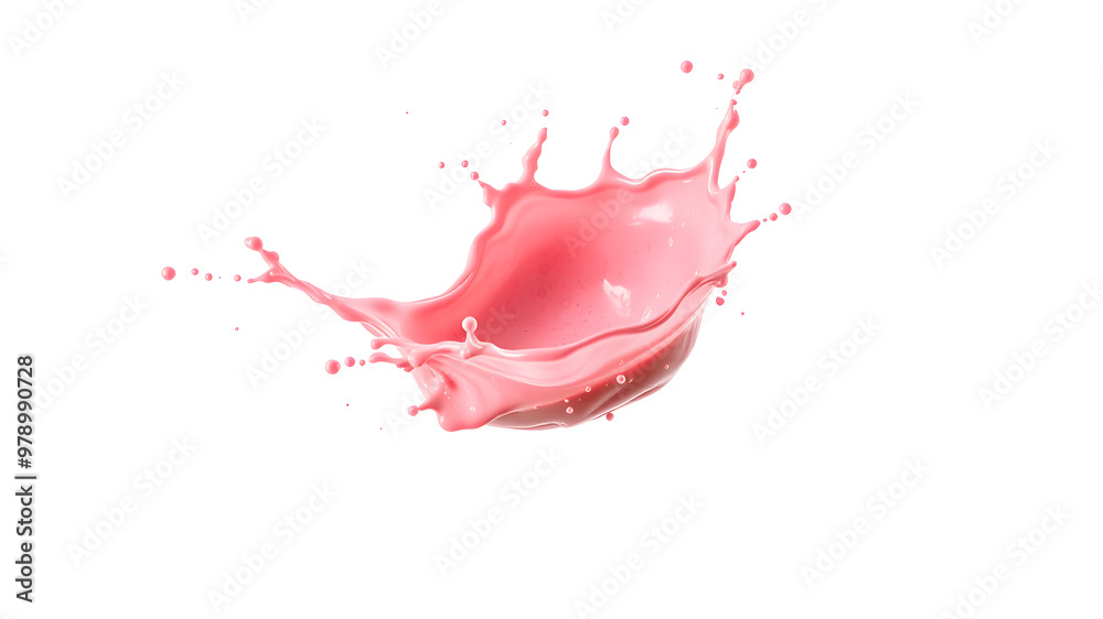 Pink juice splash, isolated on white background. Liquid splash wave ...