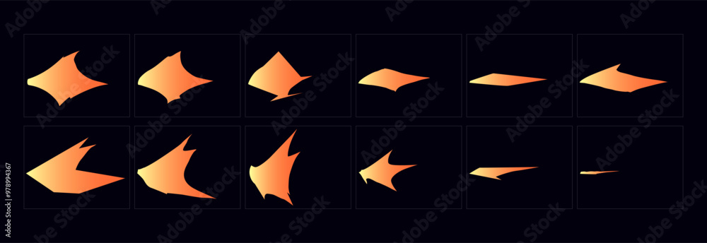 2d animate gun flash FX animation. Cartoon muzzle flash fire animation ...