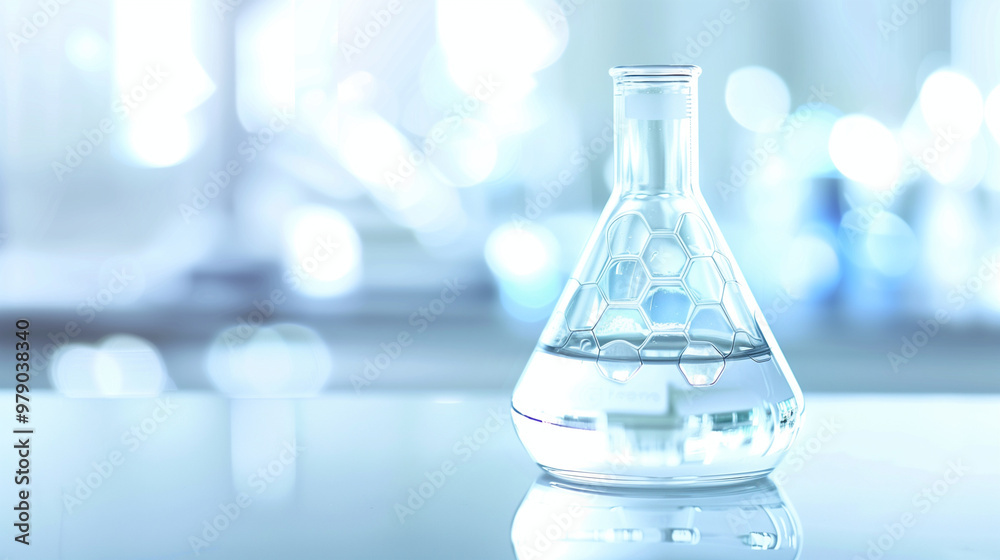 Close Up View Of A Glass Beaker With Clear Liquid Featuring A Small Floating Indicator
