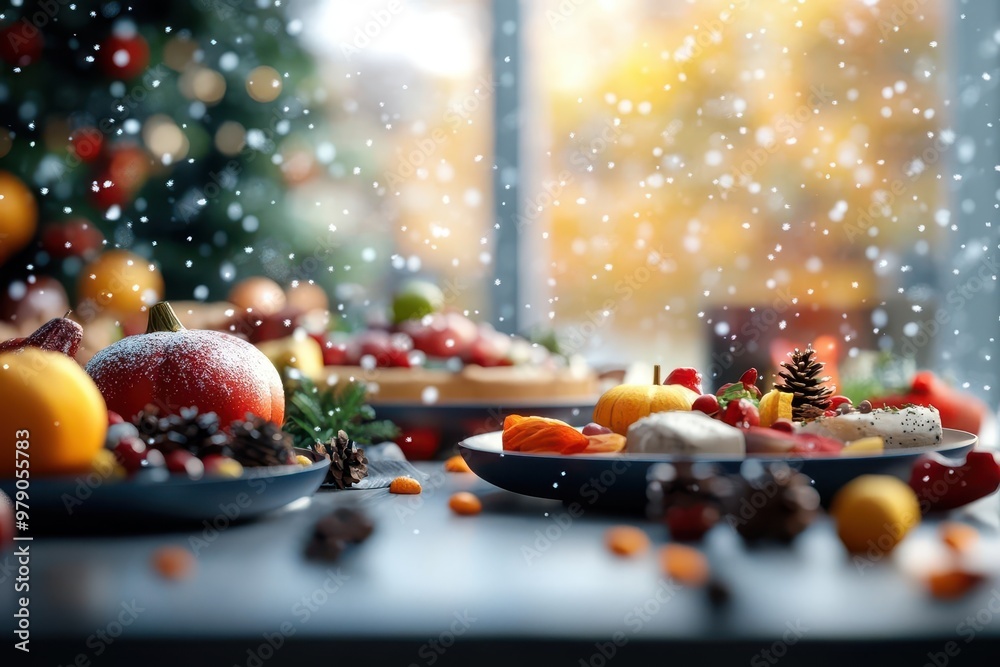 An atmospheric Thanksgiving evening where the first snow falls outside ...