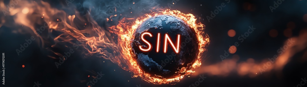 Fiery representation of sin, with a glowing ember in the center and ...