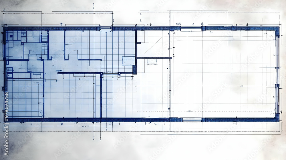 Blueprint Drawing of a House Floor Plan with Detailed Room Layouts and ...