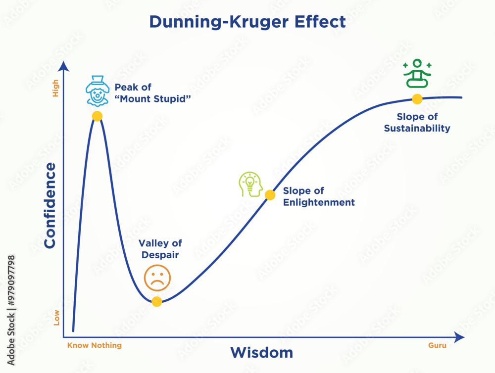 Poster Dunning Kruger effect curve of cognitive bias – Wall Art | UkPosters