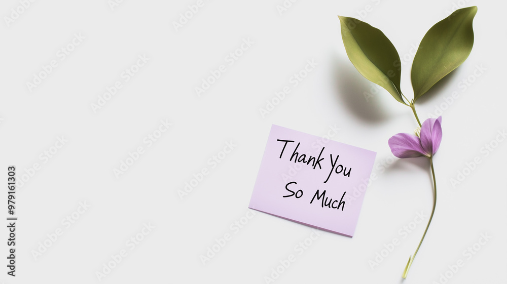 Sticky Note: A single lavender sticky note with the words "Thank You So ...