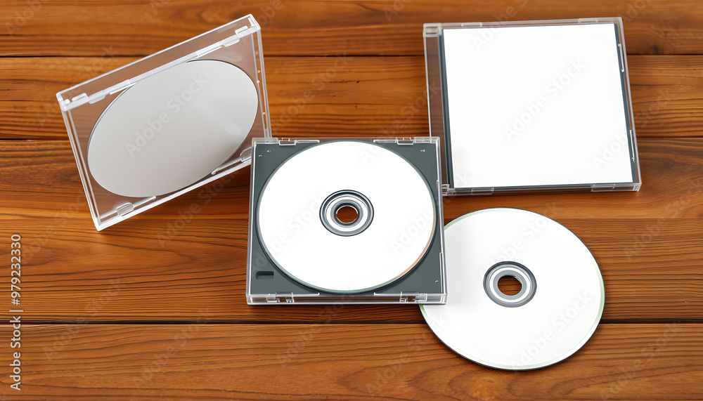 Full set compact disc template with plastic box case with white ...