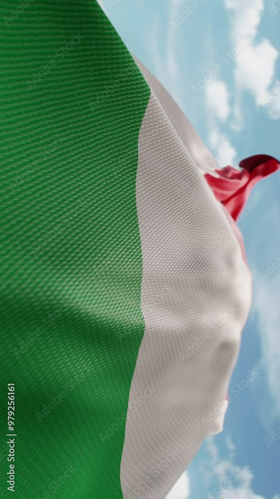 Wavy flag of Italy blowing in the wind in slow motion. Waving colorful ...