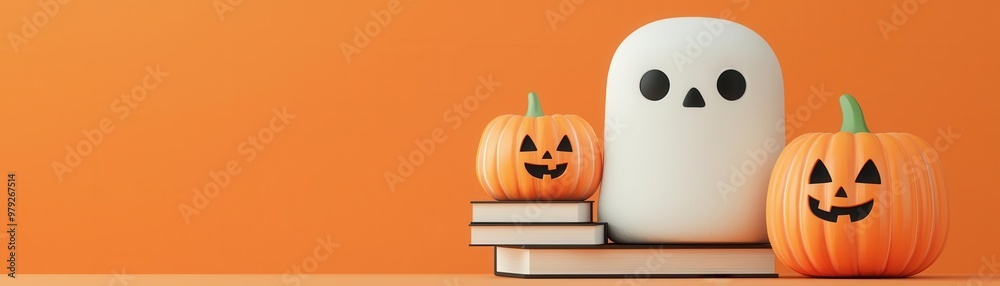 A library s children s section decorated with friendly Halloween ...