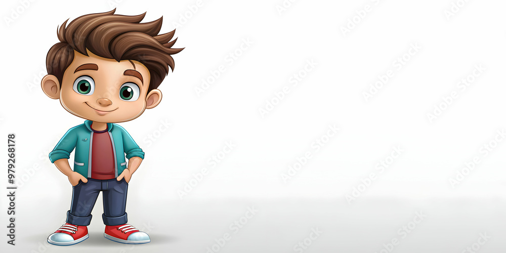cartoon boy character wearing casual outfit and modern hairstyle ...