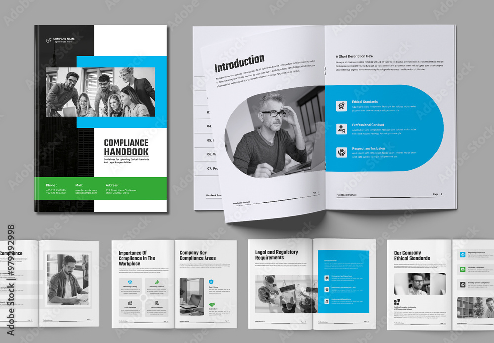 Compliance Handbook Brochure Stock Template | Adobe Stock