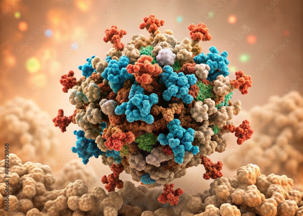 CRP protein molecule against a warm beige backdrop with subtle texture ...