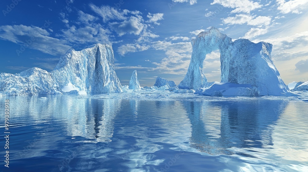 Global warming visual: melting ice caps and rising sea levels ...