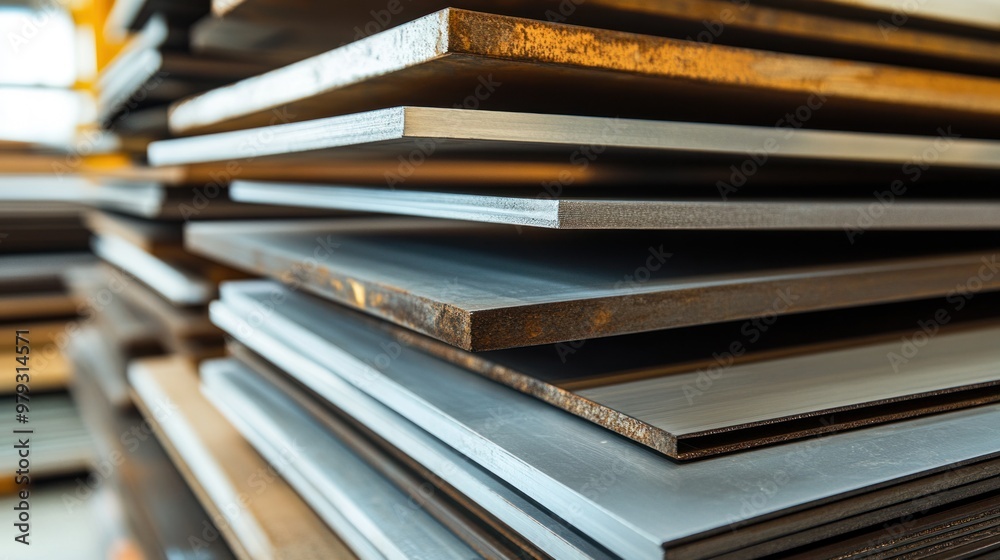A display of different types of metal sheets, from thin, flexible ...