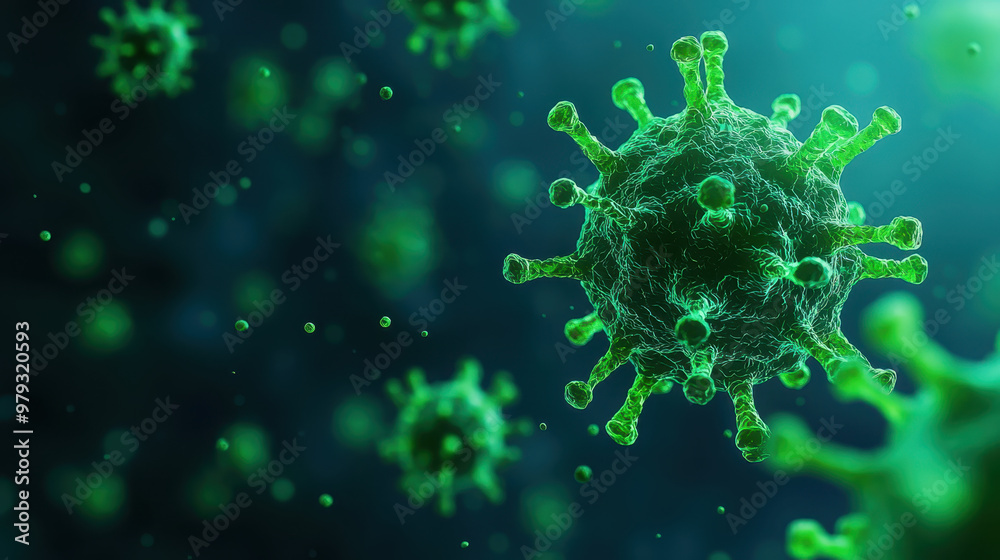 Contaminated environment with virus particles, showcasing intricate ...