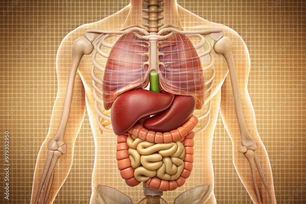 highly detailed cross-sectional view of a patient's abdomen showcasing ...