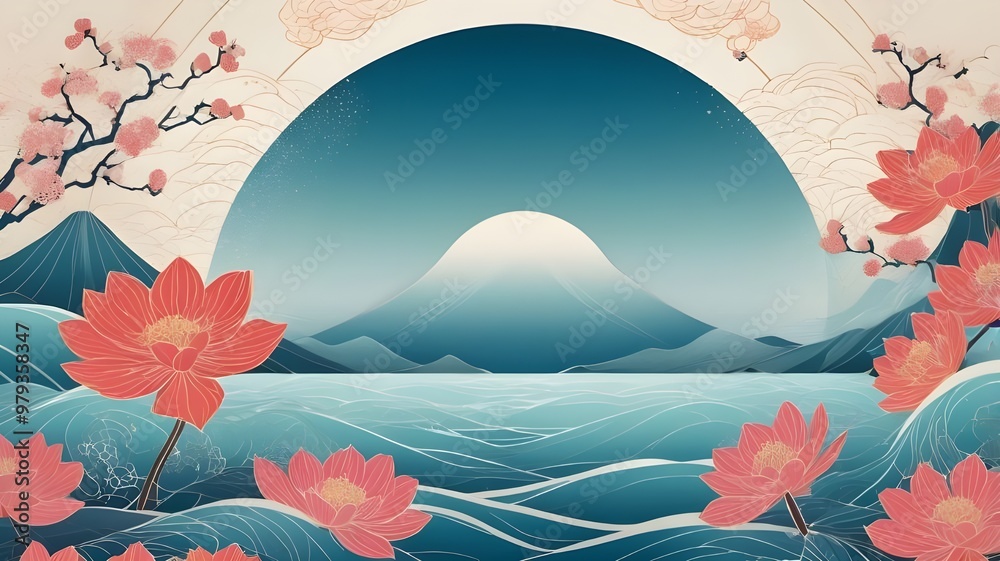 An HD capture of an abstract Japanese background design, complete with ...