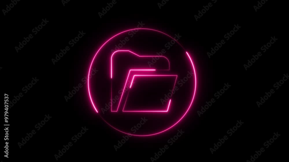 Glowing neon file folder sign. Glowing neon Folder icon isolated on ...