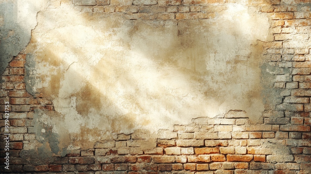 Aged wall with rough textures, beige tones, exposed bricks, subtle ...