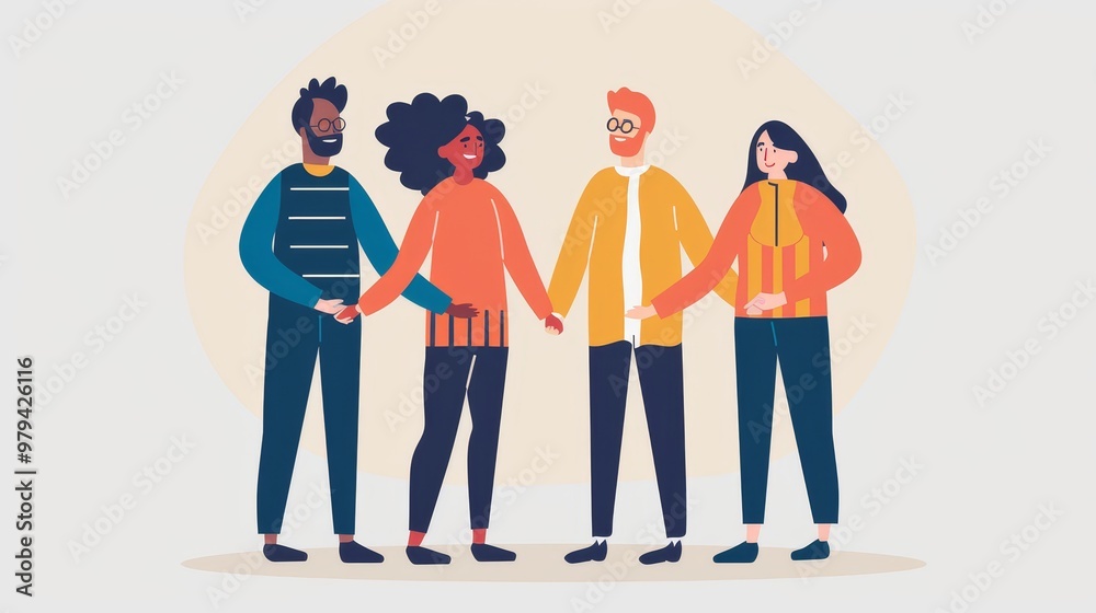 Diverse group of young male and female adults from different ethnic ...