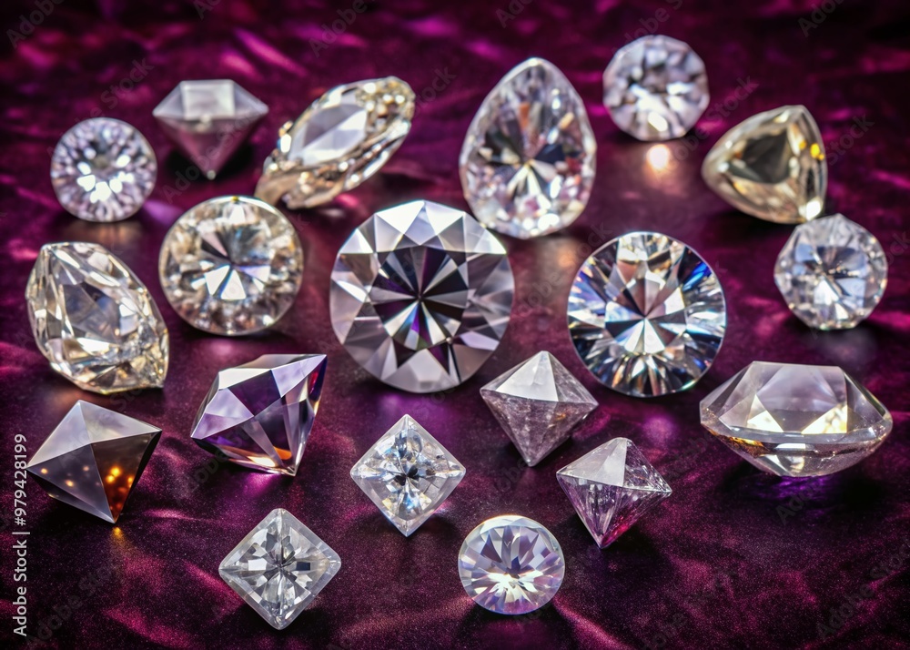 Assorted uncut diamonds in various shapes and sizes, showcasing their ...