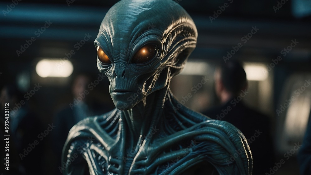 Alien and saucer make a dramatic entrance creating a memorable cosmic ...